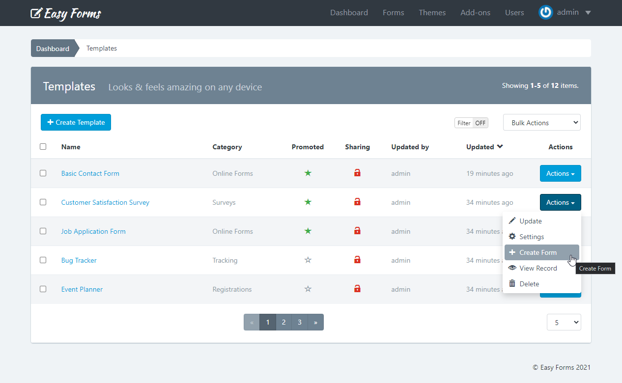 Template Manager - Templates - Easy Forms
